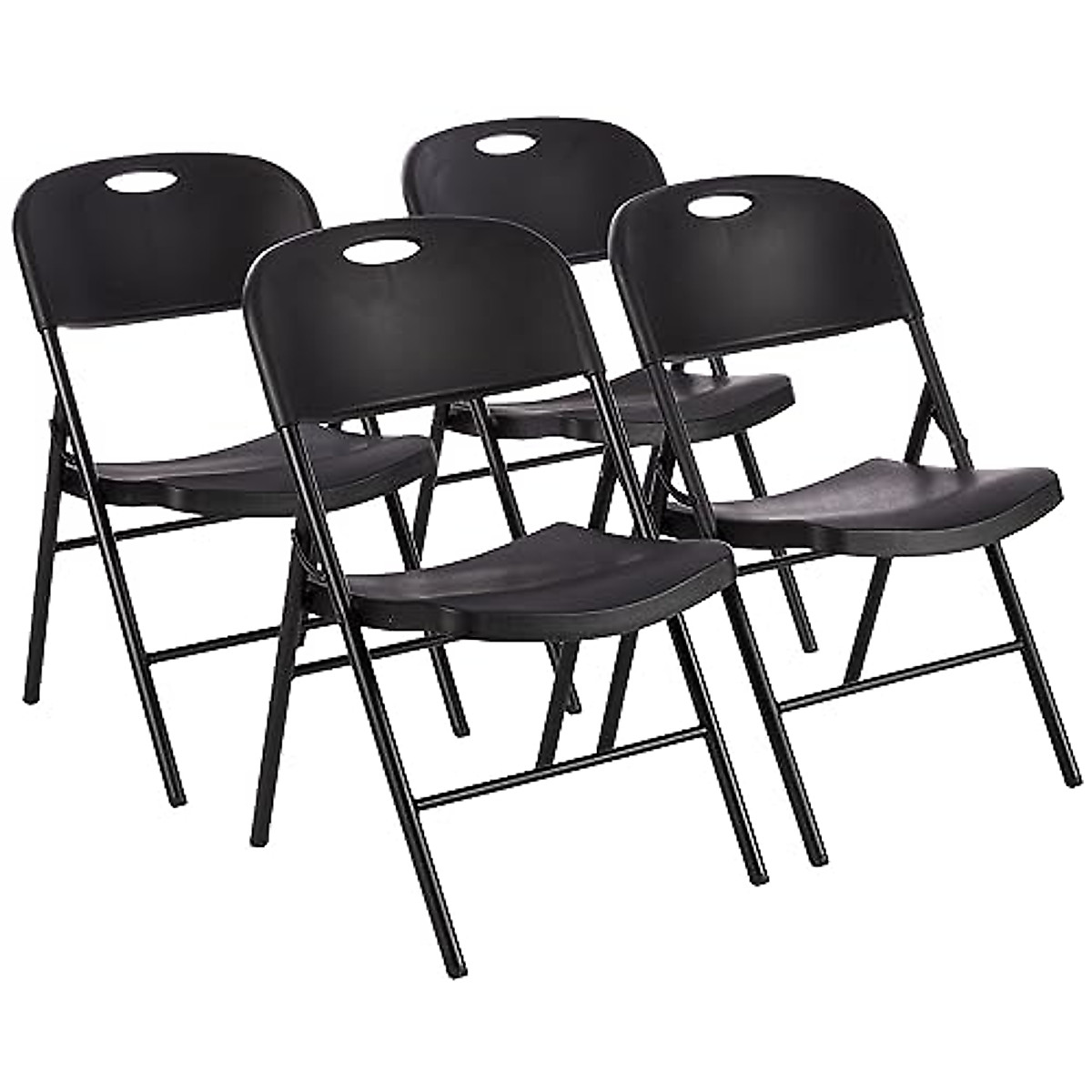 Amazon Basics Folding Plastic Chair, 350-Pound Capacity, Black, 4-Pack