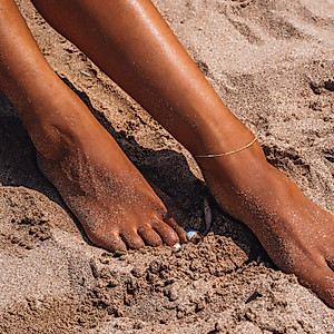 Fettero Anklet Bracelets for Women Gold Plated Dainty Waterproof Anklet Adjustable Delicate Beach Anklet Jewelry Beaded Ball Tennis Link Anklet Summer Boho Beach Foot Jewelry for Women Gifts