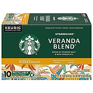 Starbucks Veranda Blend Blonde, K-Cup Portion Pack for Keurig K-Cup Brewers, 10-Count (Pack of 2)