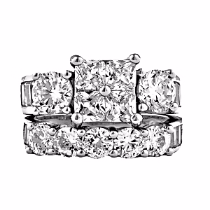 Sterling Silver 8.15ct Russian Ice on Fire CZ 2 pc Bridal Wedding Ring Set, Vanessa sz 10.0