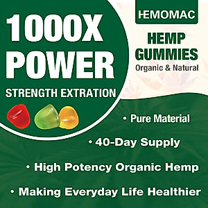 HEMOMAC 2 Packs Natural Hemp Gummies High Potency Pure Hemp Oil Advanced - Extra Strength Organic Hemp Grown in USA, Vegan, Non-GMO, Edibles for Adults