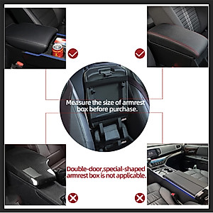 KIFIDAN Four Seasons Universal Armrest Box Mat, Fiber Leather Embossing, Waterproof Armrest Cover Center Console Mat, Car Armrest Seat Cover,Suitable for 7.4in*12.5in armrest case (Blue)