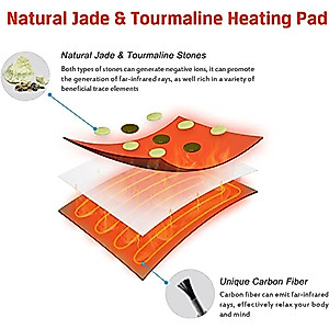 UTK Far Infrared Natural Jade and Tourmaline Heating Pad for Back, Small Pro (23.5”X16”), Smart Controller with Memory Function, Auto Shut Off and Travel Bag Included