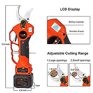 Pikasola Electric Pruning Shears, Cordless Pruner with (1.6 Inch) Diameter, Electric Pruner Include Finger Protection Function, Battery Pruner for Tree Branch, Garden.