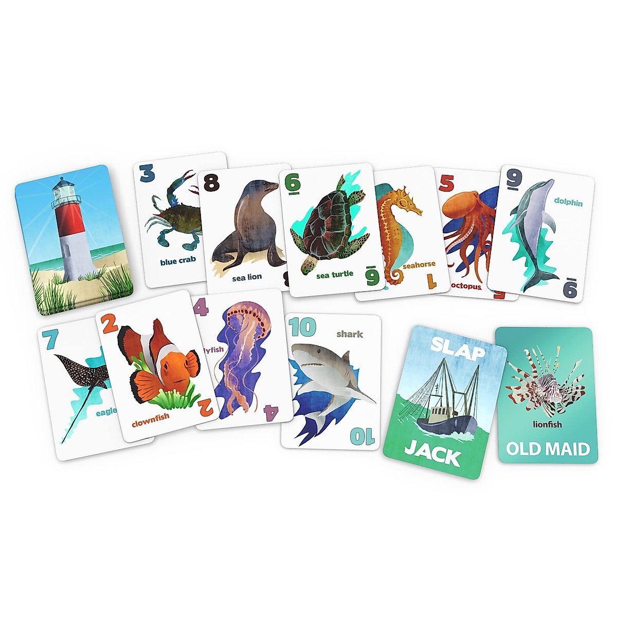GO Fish Untamed Oceans, a Go Fish Card Game for Kids 4-8 and Up – Play Old Maid and Slap Jack with Same Deck – Easy to Learn – Fun for Families, Game Night and Classroom – Great Gift Idea