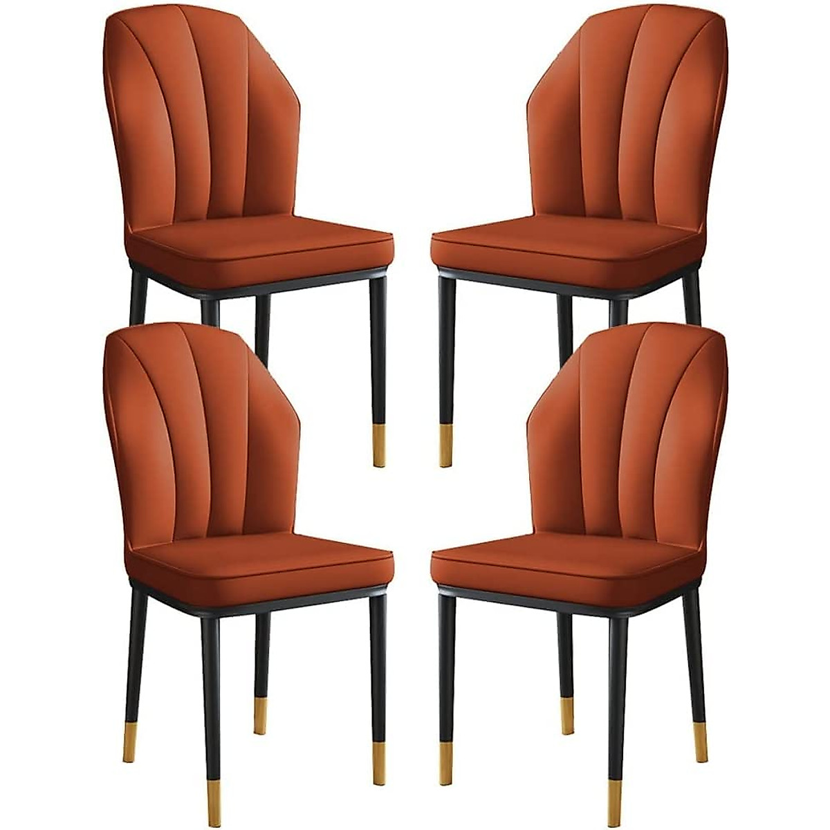 SHAWLA Chairs Modern Dining Chair PU Leather High Back Padded Soft Seat Lounge Chair Carbon Steel Feet，Foot Pad Dining Chairs (Color:Black)