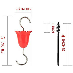 WOSIBO 8 Pack Ant Moat Guard for Hummingbird Feeders, Metal Hummingbird Feeders Accessory Hooks 4 Pack with 4 Clean Brushes Red