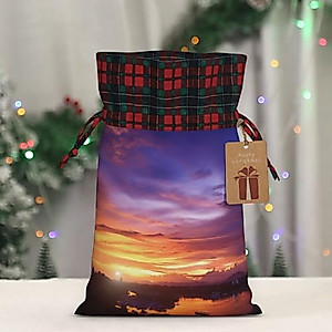 Christmas Gift Bags with Drawstring Burlap Gift Bags Sunset at Thailand Christmas Linen Bags for Xmas Party Candy Bags with Cards Xmas Reusable Wrapping Bags Christmas Linen Treat Bags for Holiday