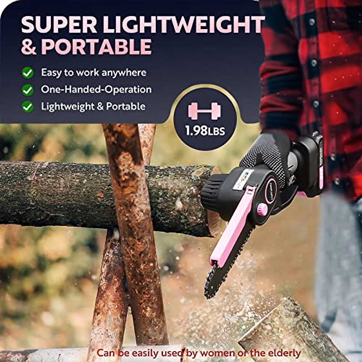 NaTiddy Mini Chainsaw,6 Inch Battery Powered Brushless Cordless Mini Chainsaw With 2 x 2000mAh Rechargeable Battery,Portable One-Handed Handheld Small Electric Chainsaw for Tree Trimming Wood Cutting