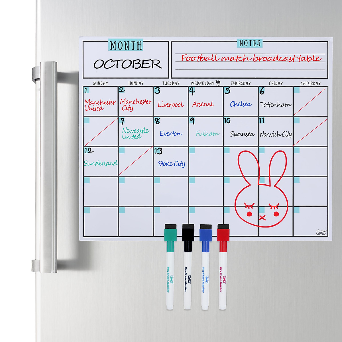 Mr. Pen- Dry Erase Calendar for Fridge, Magnetic, 14.7 x 11.8", Magnetic Calendar with 4 Dry Erase Markers, Magnetic Calendar for Fridge, Magnetic Whiteboard Calendar, Dry Erase Fridge Calendar.