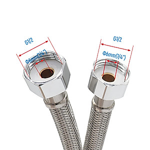 Skweawert 8 In Faucet Supply Lines, 1/2 x 1/2 Female Faucet Connector, Braided Stainless Steel Faucet Hose for Kitchen Sink Toilet（2Pack)