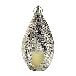 wakatobi Decorative Teardrop Shaped Lantern Silver Candle Holder