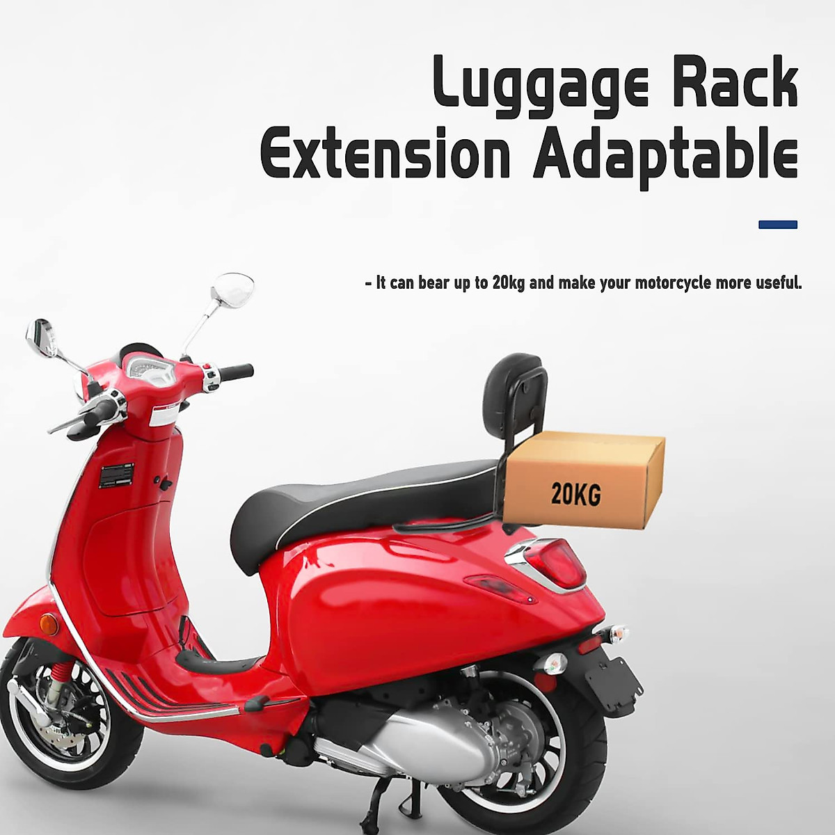 Scooter Rear Luggage Cargo Rack Adapter w/Passenger Backrest Back Rest Cushion Pad Sissybar Sissy Bar for Ve-spa Primavera Sprint Elettrica 150 2014 2015 2016 2017 2018 2019 2020 2021 2022