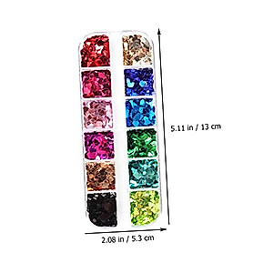 4 Boxes Nail Art Stickers Box Sets Flash Suit Nail Sequins Holiday Nail Stickers Nail Glitter Paillette Valentine Nail Glitter Shinning Nail Sequins Heart Nail Art Sequin 3D Body