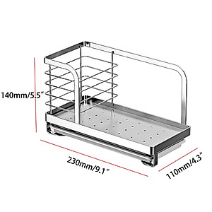 Kitchen Countertop Dish Soap and Dishwashing Brush Holder, SUS 304 Stainless Steel Sponge Organizer, Basket for Cleaning and Scrub Tool, Kitchen Sink Brush Caddy Holder