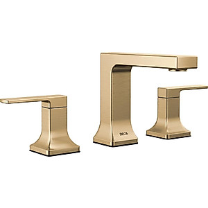 Delta Faucet Velum Widespread Bathroom Faucet 3 Hole, Gold Bathroom Sink Faucet, 2 Handle Bathroom Faucet, Bath Faucet, Pop-Up Drain Assembly, Champagne Bronze 3537LF-CZMPU