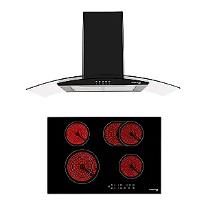 GASLAND Chef CH77BF 240V 30" 4 Burner Electric Ceramic Cooktop Kitchen Package, Comes with GR36BP 36" Glass Wall Mount Range Hood