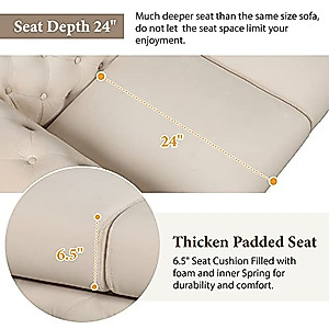 kevinplus 63'' Loveseat Chesterfield Sofa Couch for Living Room, Velvet Modern 2-Seat Button Tufted Upholstered Small Sofa Couch with Strong Metal Legs for Apartment Bedroom Office, Beige