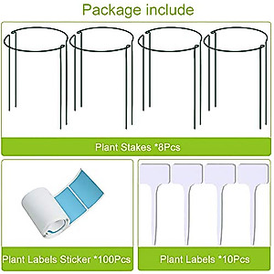 IPSXP Plant Support Stake, 8-Pack Half Round Metal Garden Plant Supports, Green Garden Plant Support Ring, Garden Border Supports, Plant Support Ring Cage for Tomato, Roses, Hydrangea, Flowers Vine