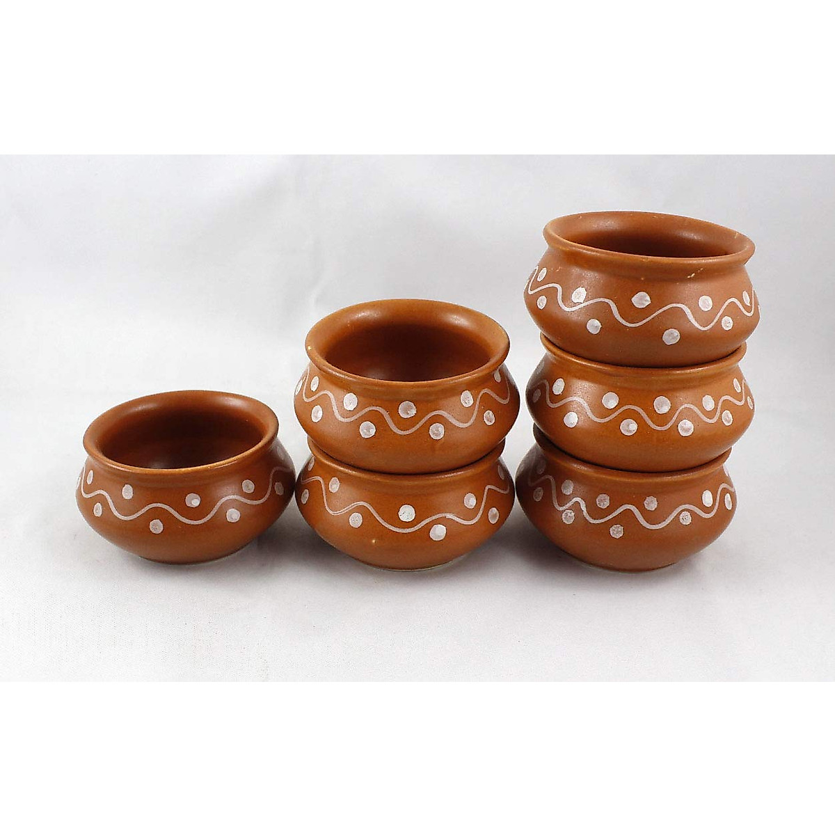 Ceramic Pots for Curd (80 ml, Set of 6) - Ceramic Katori Set Chutney Kheer Bowls Snacks Serving Bowls