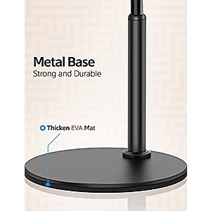 Cell Phone Stand, Gooseneck Flexible Arm Universal Phone Holder, Angle Height Adjustable Phone Stand for Desk, Lazy Bracket Holder, Aluminum Alloy Phone Holder Compatible with 3.5"-6.7" Devices(Black)