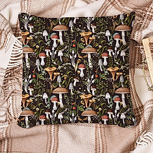 Whaline 8Pcs Mushroom Cotton Fabric Bundles Watercolor Mushroom Leaves Fat Quarters Woodland Forest Sewing Fabrics for DIY Handmade Crafting, 18 x 22 Inch