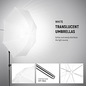 NEEWER 600W Photography Lighting Kit, Incandescent Equivalent Studio Kit with (2)White Umbrella, (2)Black Umbrella, (3)24W LED Bulb, (3)Light Stand, (2)Bag, (5)Cable Tie, (3)E26 Socket Base, NK500