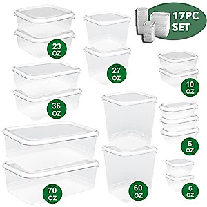 AdanZst 34-Piece Reusable Food Storage Containers with Lids, Plastic Meal Prep Storage Food Grade Kitchen Organizer, Stackable Freezer Containers, Microwave & Dishwasher Safe