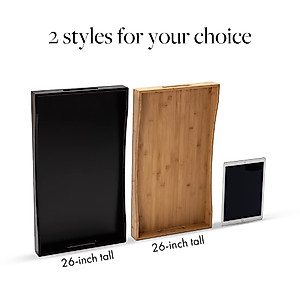 GOBAM Bamboo Extra Large Ottoman Tray, 26 x 15 inches - Wooden Tray for Dining Table & Parties, Serving Tray with Handles for Food, Cheese, Snacks, Tea, Coffee & Wine - Natural