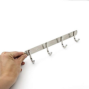 Pxyelec 11 Inch Coat Hooks SUS304 Stainless Steel Wall Mounted Coat Rack Towel Hook with 4 Heavy Duty Hooks,Wall Mount,Brushed Nickel, Pack of 2