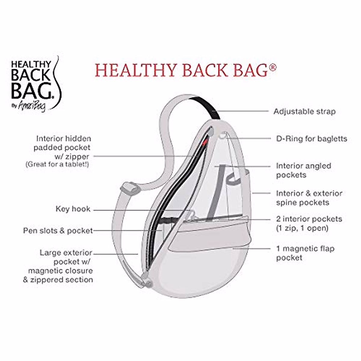 AmeriBag Classic Healthy Back Bag Tote Distressed Nylon Extra Small (Stormy Grey)