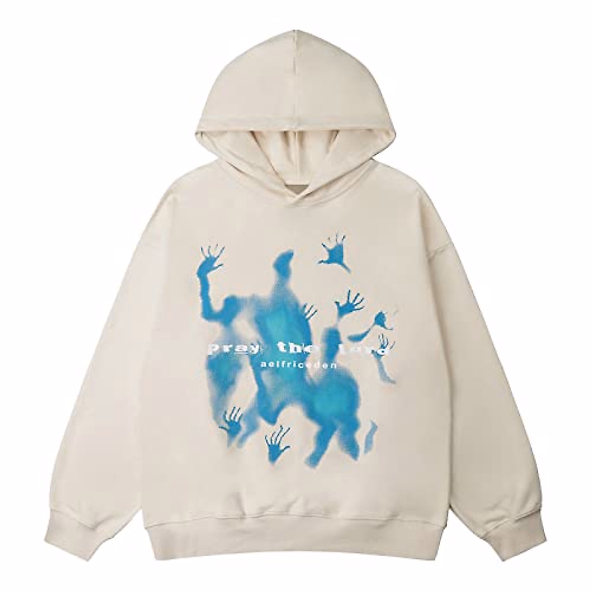 Aelfric Eden Mens Vintage Bone Printed Hoodie Sweatshirt Casual Oversized Long Sleeve Streetwear Hiphop Hooded Pullover