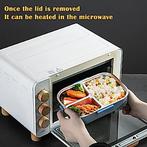 AVSAMOQ Steel Bento Lunch Box for Adults & Kids,1100 ML Stainless Steel Bento Boxes with Spoon Fork Knife,Insulated Lunch Bag, Microwave, Dishwasher Safe (Yellow duck)