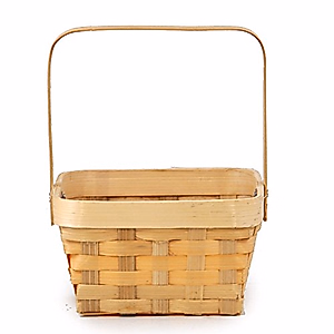 The Lucky Clover Trading Small Swing Handle Bamboo Basket - Honey - 6in