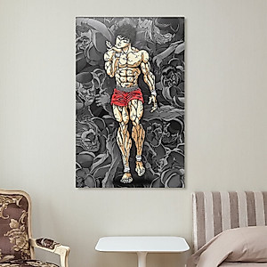 XIANNA Baki The Grappler Anime Poster (6) Painting On Canvas Wall Art Poster Scroll Picture Print Living Room Walls Decor Home Posters 16x24inch(40x60cm)