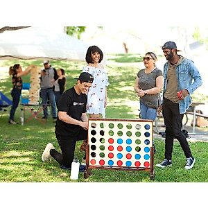 Monoprice Giant Four-in-a-Row - for Tailgating, Bbqs, Camping, Outdoor Events, and Much More - Pure Outdoor Collection, Wood, 34 x 26 x 4.25 inches