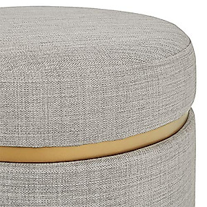Amazon Brand – Rivet Asher Round Upholstered Storage Ottoman, 15.75"W, Light Grey