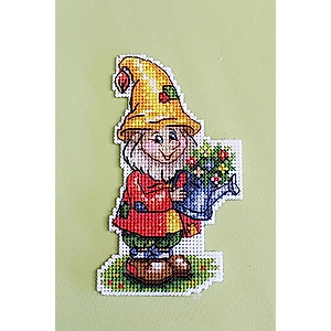MP Studia Cross Stitch Embroidery Kits for Adults and Beginners Fairy Tale - Garden gnome 13x8cm/5.12x3.15 14ct.