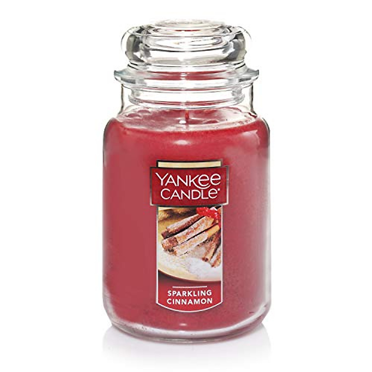 Yankee Candle Sparkling Cinnamon Scented & MidSummer's Night Scented, Classic 22oz Large Jar Single Wick Candle, Over 110 Hours of Burn Time