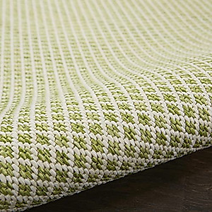 Nourison Courtyard Indoor/Outdoor Ivory Green 2' x 3' Area Rug, Geometric, Easy Cleaning, Non Shedding, Bed Room, Living Room, Dining Room, Deck, Patio, Backyard (2x3)