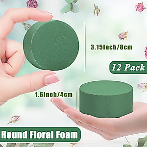 24 Pcs Round Floral Foam Blocks,Green Wet Foam Block,Dry Floral Foam,Wet Florist Styrofoam Block Flower Arrangement Supplies for Wedding Aisle Flowers,Arty Decoration,Party