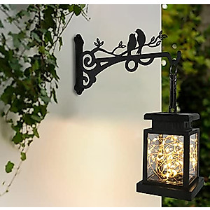 Qktxktzy Multipurpose Hanging Basket Plant Brackets Outdoor Indoor, Heavy Duty Solid Steel Plant Hangers, Wall Mounted Lantern Hooks for Garden Plants Flower Light Bird Feeder, Pack of 2 Black