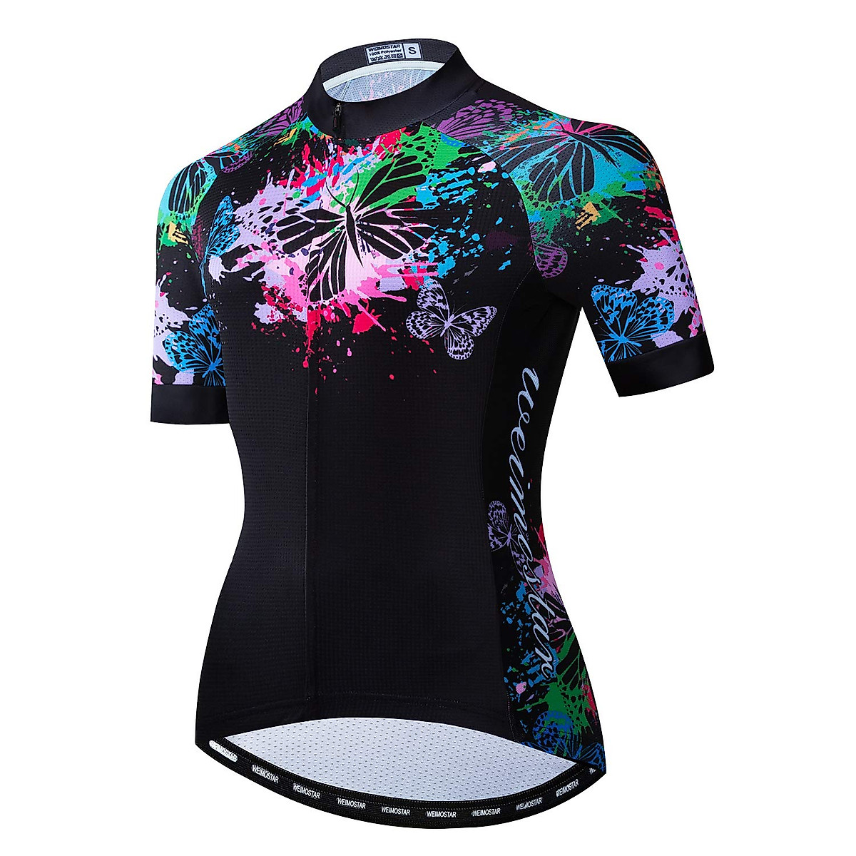 Weimostar Women's Cycling Jersey Short Sleeve Road Bike Biking Shirt Tops Bicycle Clothes with Pockets Black Size M
