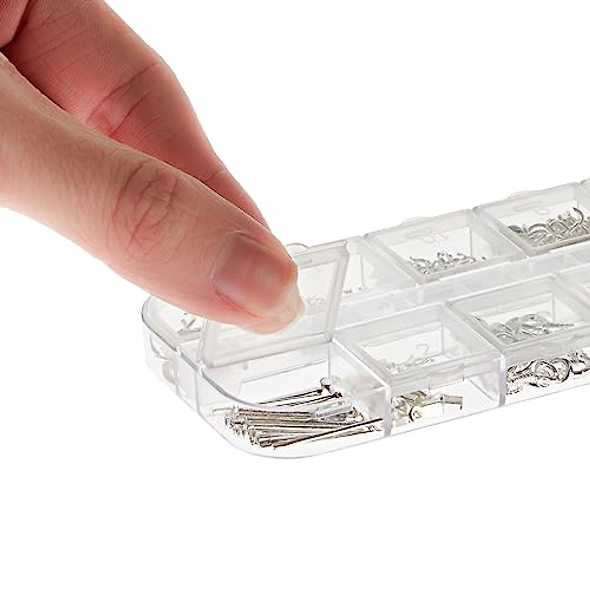 12 Grid Clear Plastic Jewelry Box Organizer, Storage Container (10 Pack)