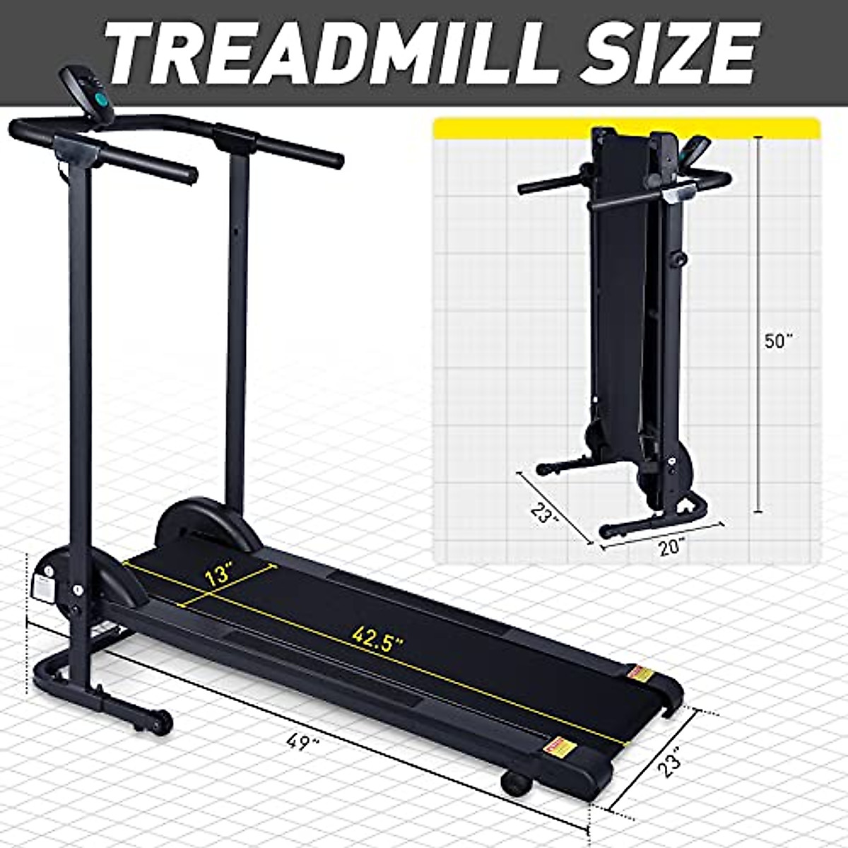 kotia Manual Treadmill Non Electric Treadmill with 10° Incline Small Foldable Treadmill for Apartment Home Walking Running (Mode GHN213)