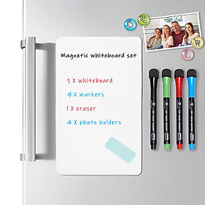 Magnetic Dry Erase Whiteboard Sheet - 12 x 8 inches Small Magnet Fridge Message Boards for Kitchen Refrigerator Reminder Sticker, Planner, Grocery List