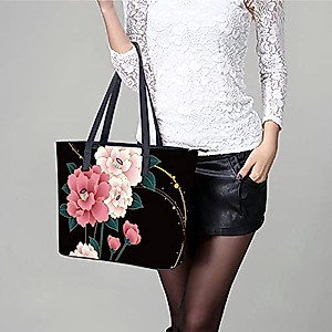Womens Handbag Japanese Floral Blossom Pattern Leather Tote Bag Top Handle Satchel Bags For Lady