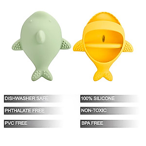 PandaEar 2 Pack Baby Teething Toys| Silicone Baby Hand Teether Mitten for Babies 0-12 Months | Infant Hand Teether Chew Toys for Soothing Teething Pain Relief -Yellow/Green