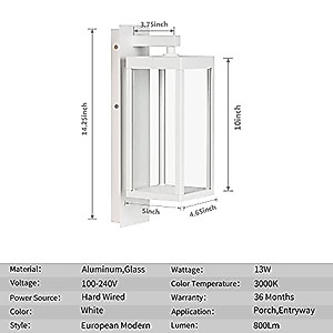 illumishin Outdoor Wall Light Fixtures Exterior Waterproof Wall Lanterns Porch Sconces Wall Mounted Lighting with Glass Shades, Modern Matte White Wall Lamps for Patio Front Door Entryway Garden