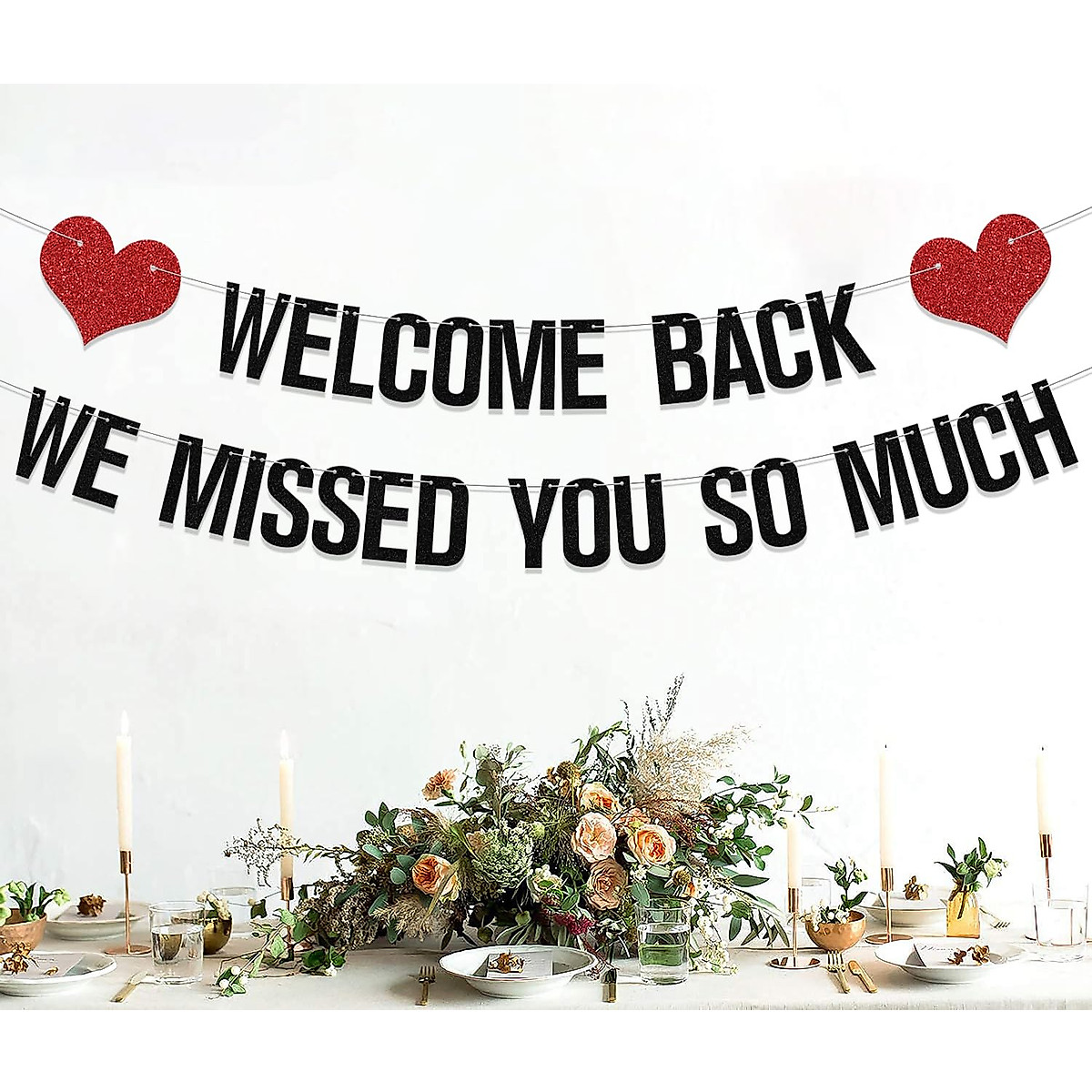 Welcome Back We Missed You So Much Banner, Welcome Back Family Party Decor, Welcome Home We Will Miss You Banner Decorations, Missed You So Much Banner Party Supplies Black Red